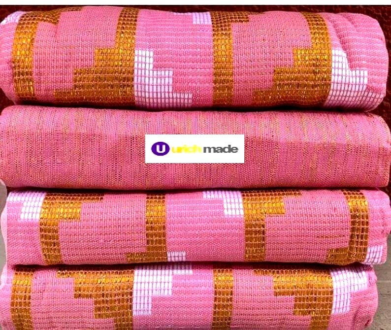 Pink Authentic Kente Yards Genuine Ghana Handwoven Kente - Etsy