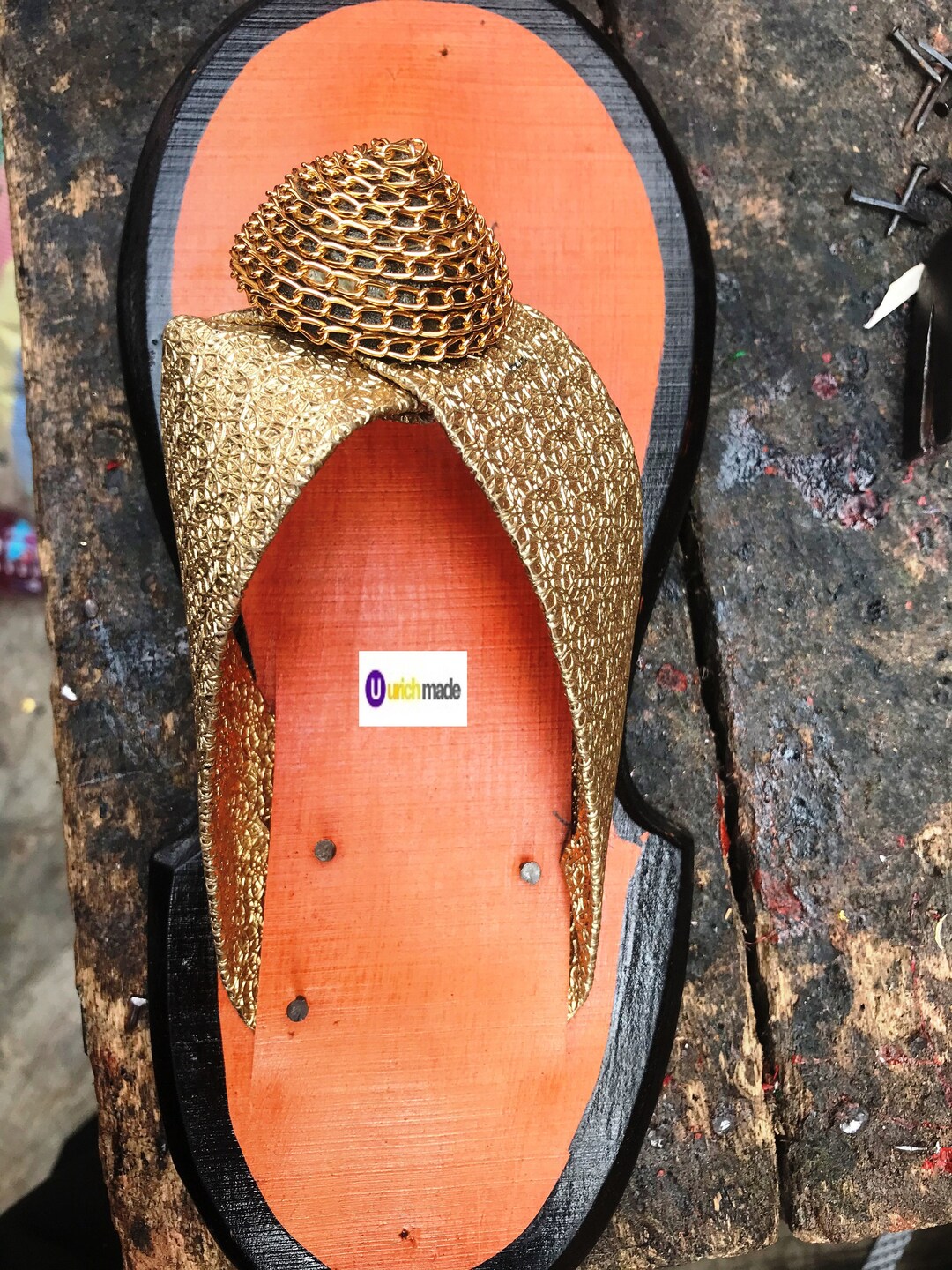 Women Gold Authentic Ahenema Traditional Ghanaian Leather Handmade ...