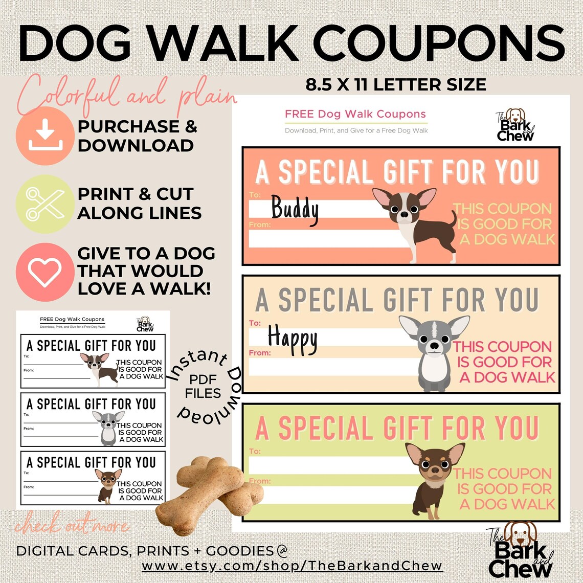 Dog Walk Coupons Dogs Dog Printable Coupon Dog Walk - Etsy