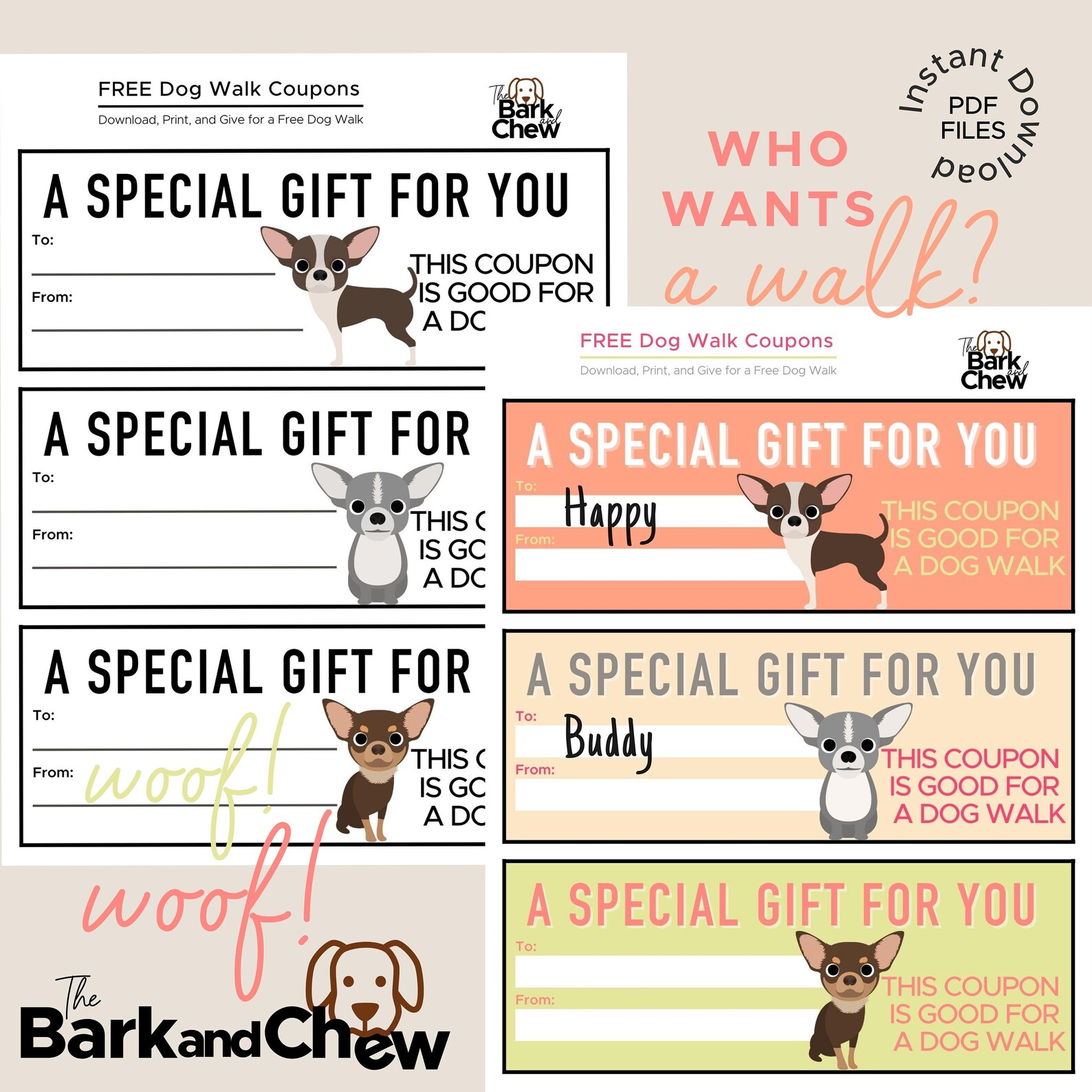 Dog Walk Coupons Dogs Dog Printable Coupon Dog Walk - Etsy