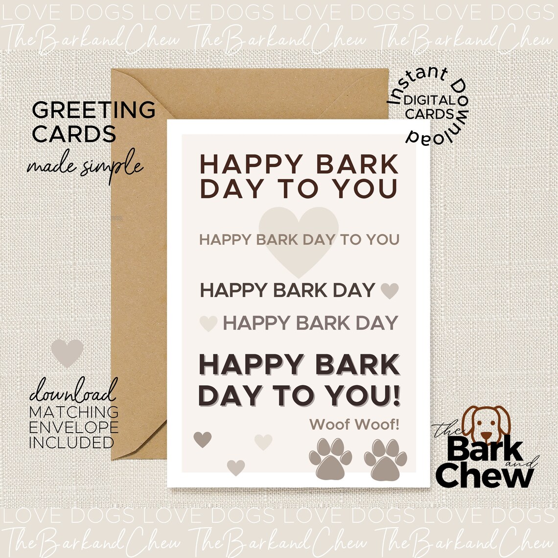 Happy Bark Day Dog Birthday Card Gotcha Day Dogs Printable Card Instant ...