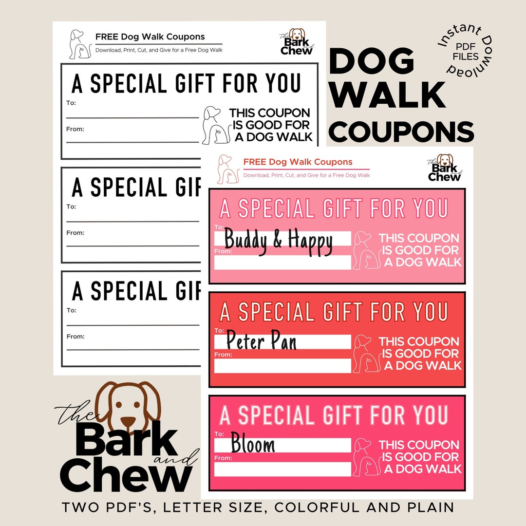 Cupón de paseo para perros / Cupón de paseo gratis / Cupón de - Etsy España