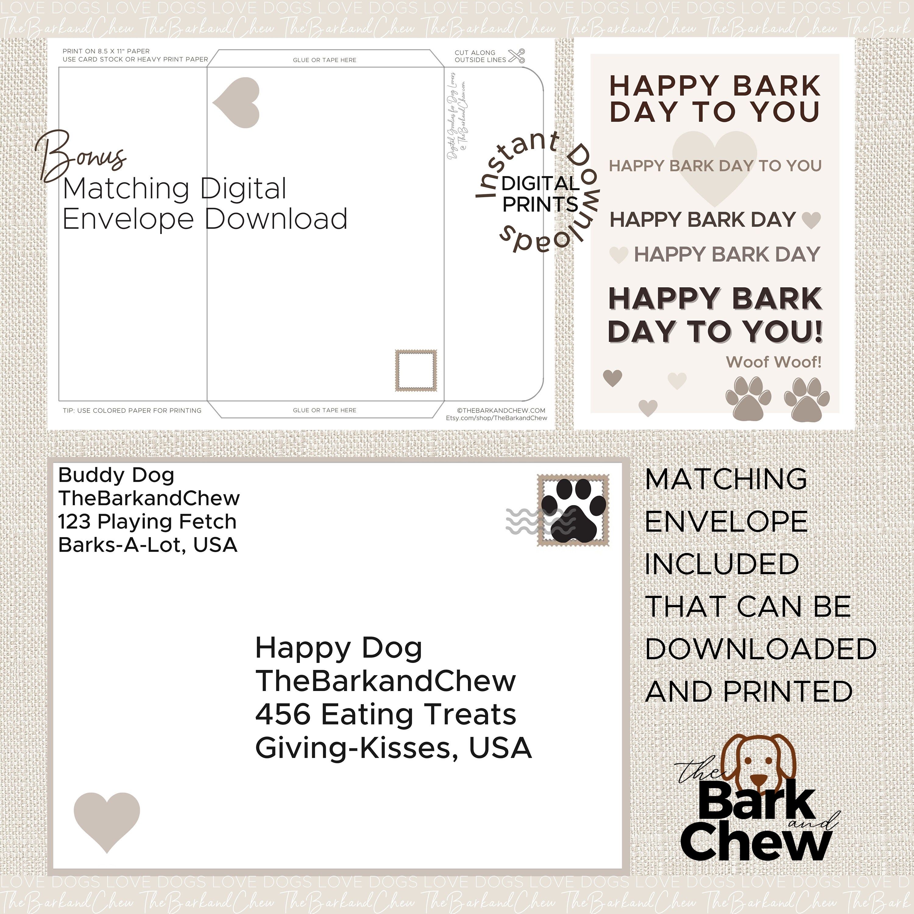 Happy Bark Day | Dog Birthday Card | Gotcha Day | Dogs | Printable Card ...