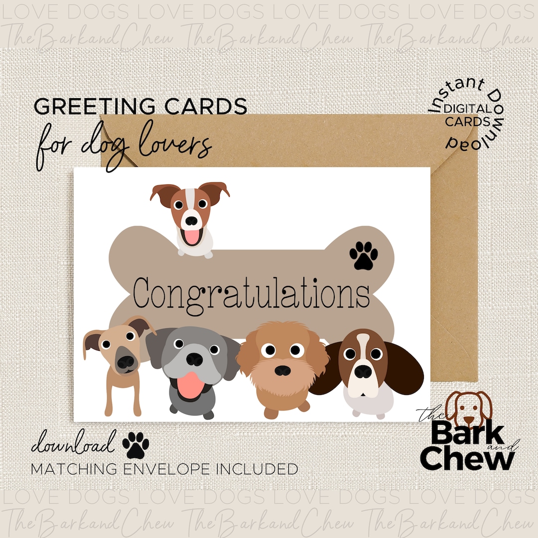 Congratulations Dog Card | New Dog Card | Dog Bone Card | Gotcha Day ...