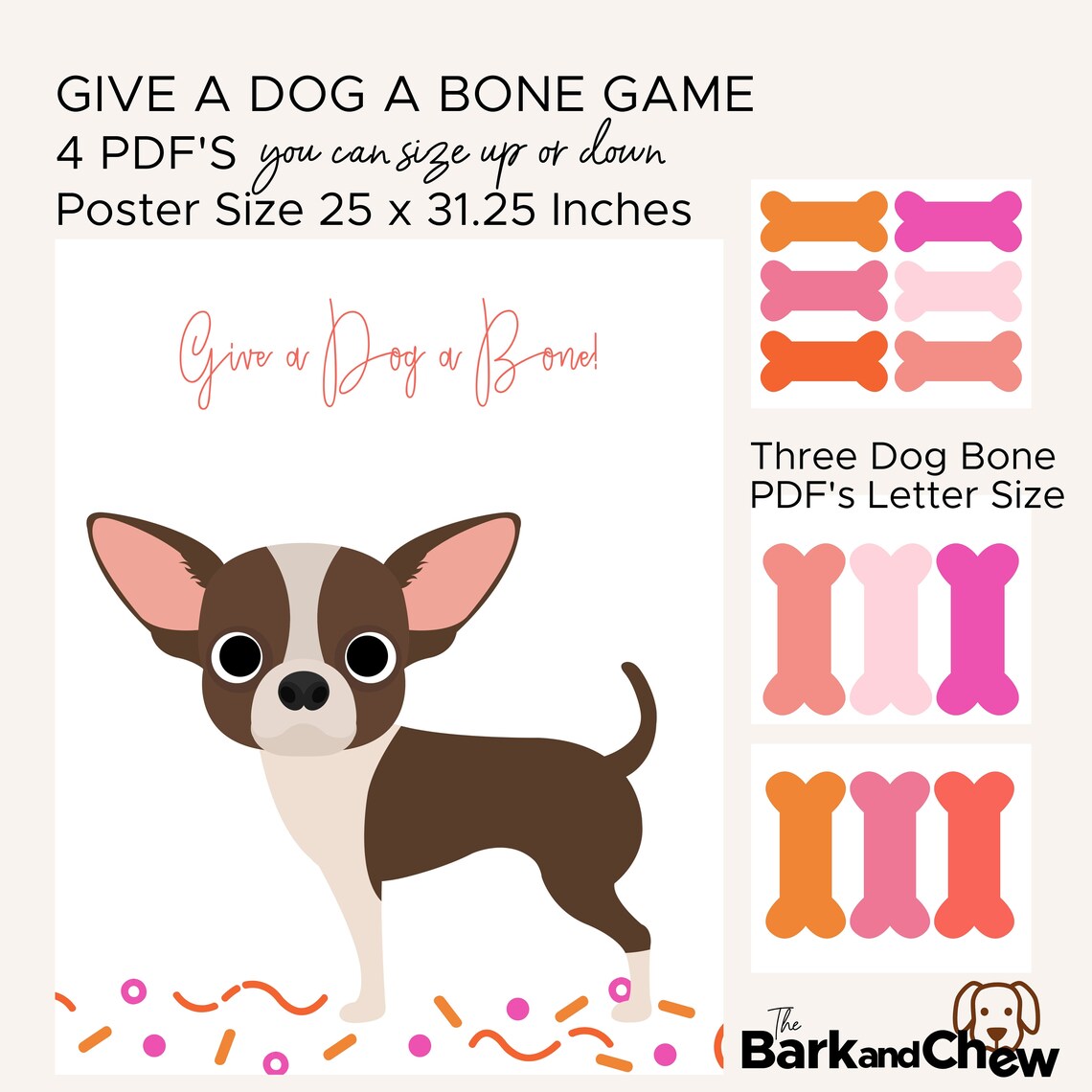 Give A Dog A Bone Game | Pin the Tail | Dog Birthday Party | Dog Party ...
