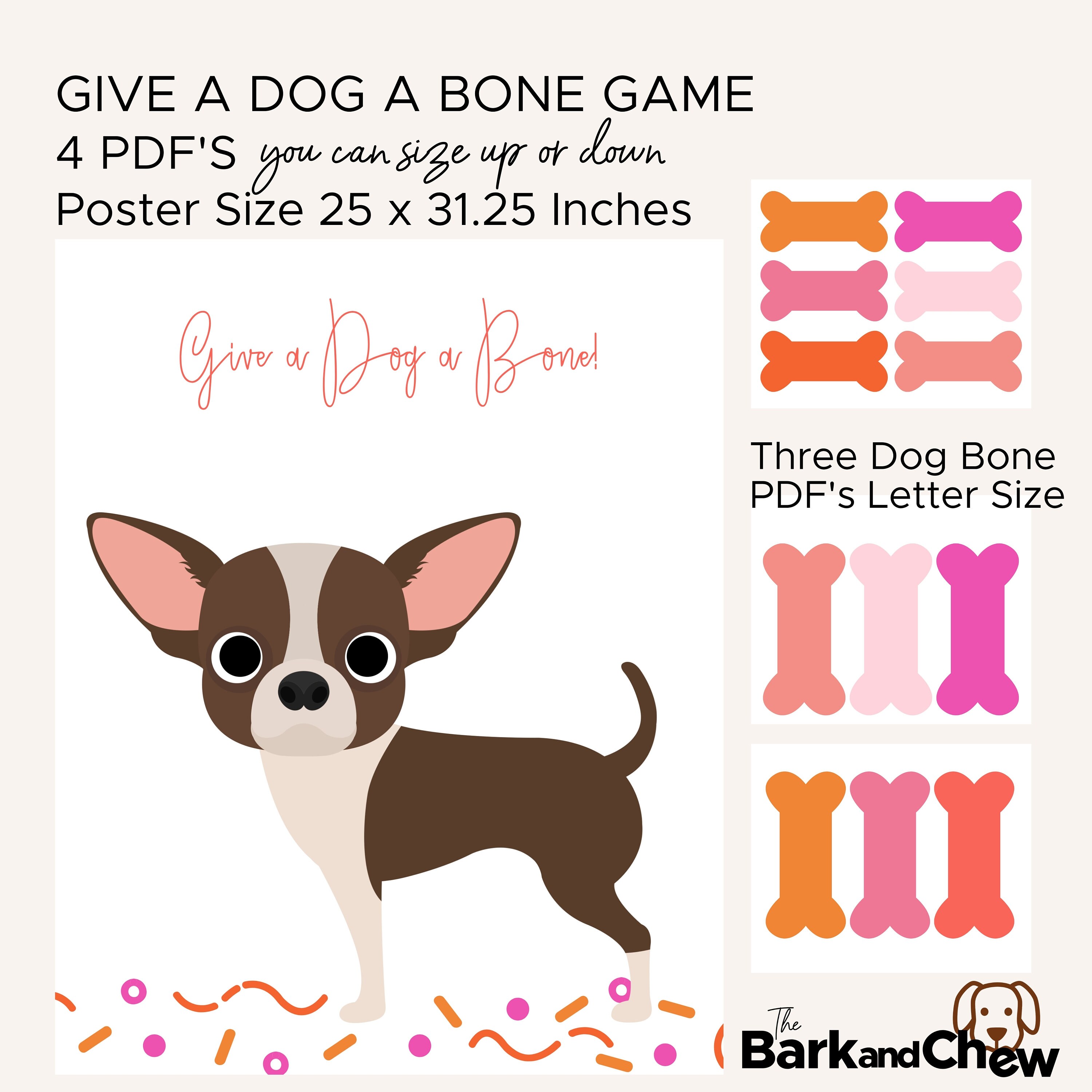 Give A Dog A Bone Game | Pin the Tail | Dog Birthday Party | Dog Party ...