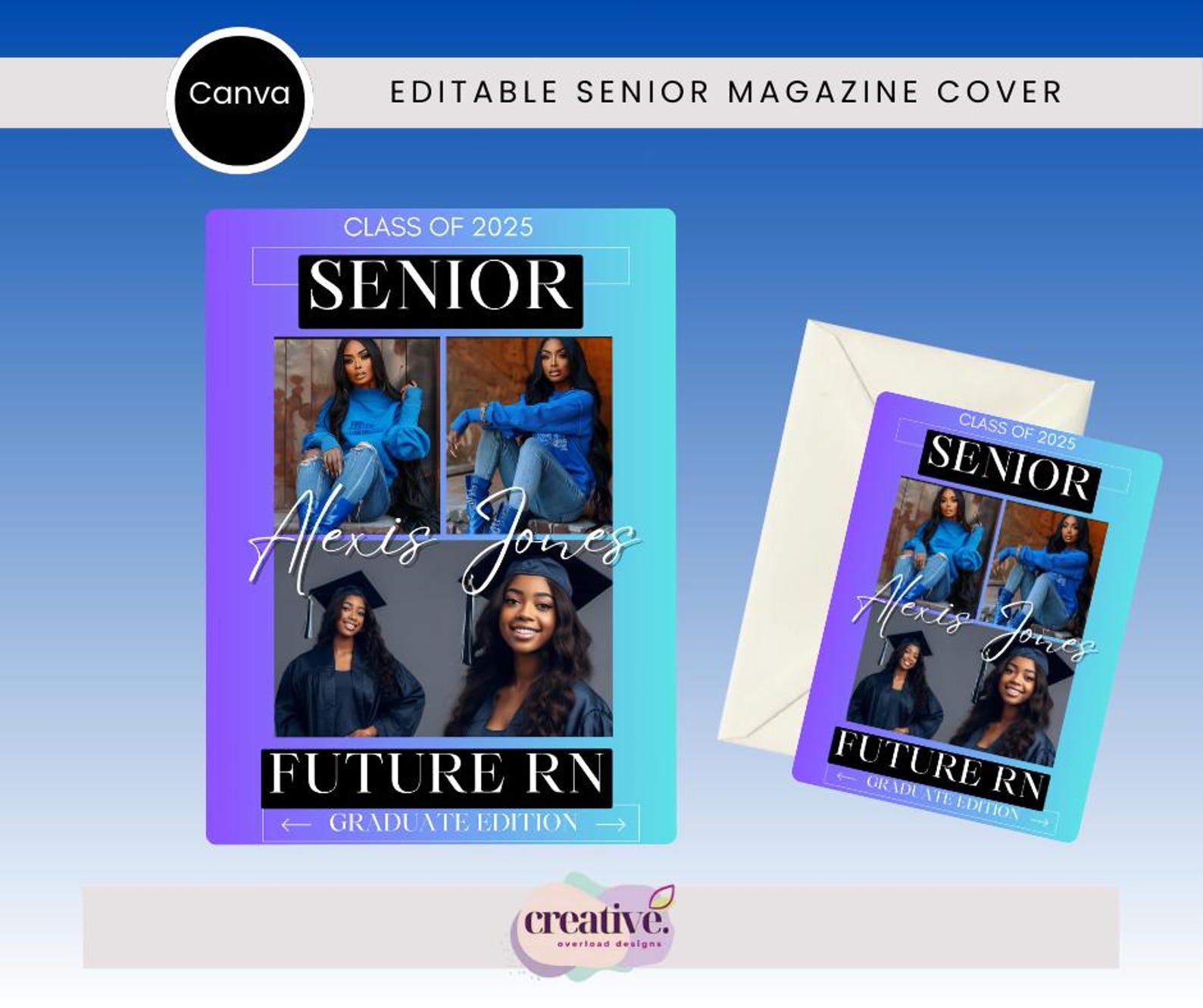 2025 Senior Graduation Magazine Cover L Editable Canva Templates Bundle ...