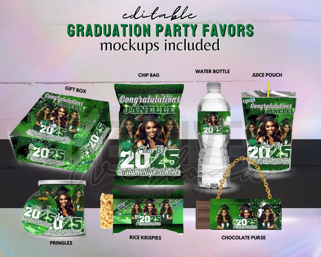 Editable 2025 Graduation Party Favor Templates, Mockups Included ...