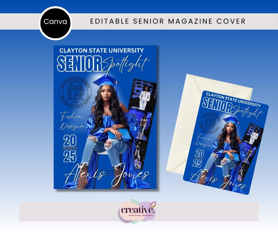 2025 Senior Graduation Magazine Cover L Editable Canva Templates Bundle ...