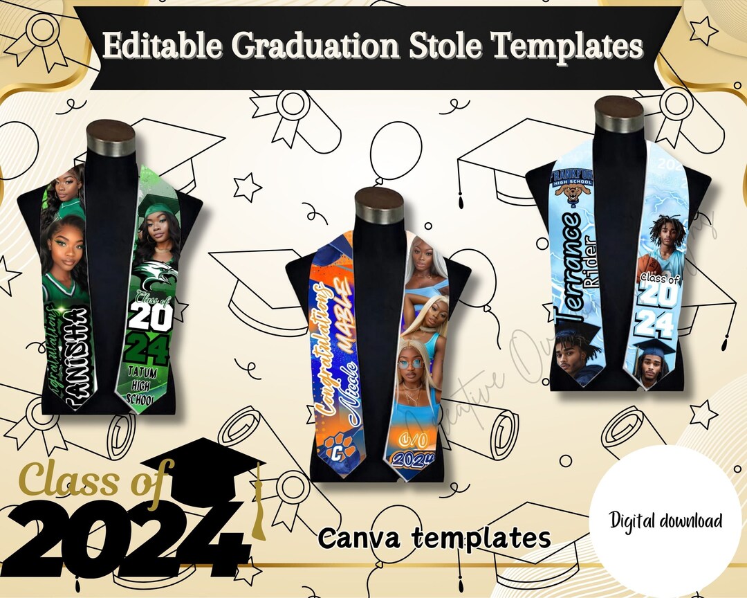 Editable Custom Graduation Stole Templates - Etsy