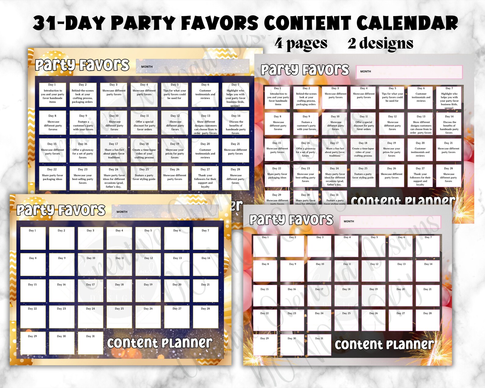 31-day Party Favors Content Calendar for Crafters. Social Media Posting ...