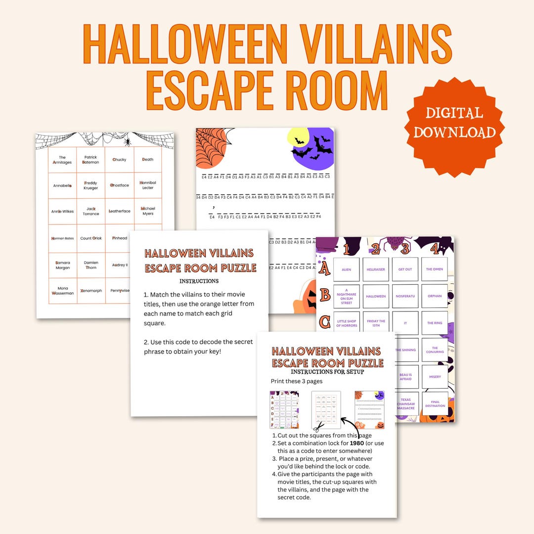 Halloween Villains Escape Room L Printable Games L US Letter L ...