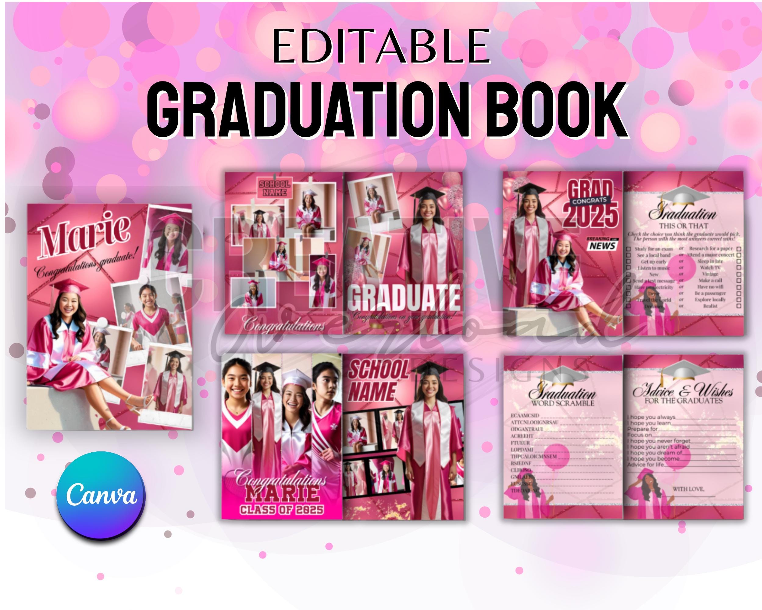 Editable Graduation Activity Booklet Templates Bundle L 5 Designs, 14 ...