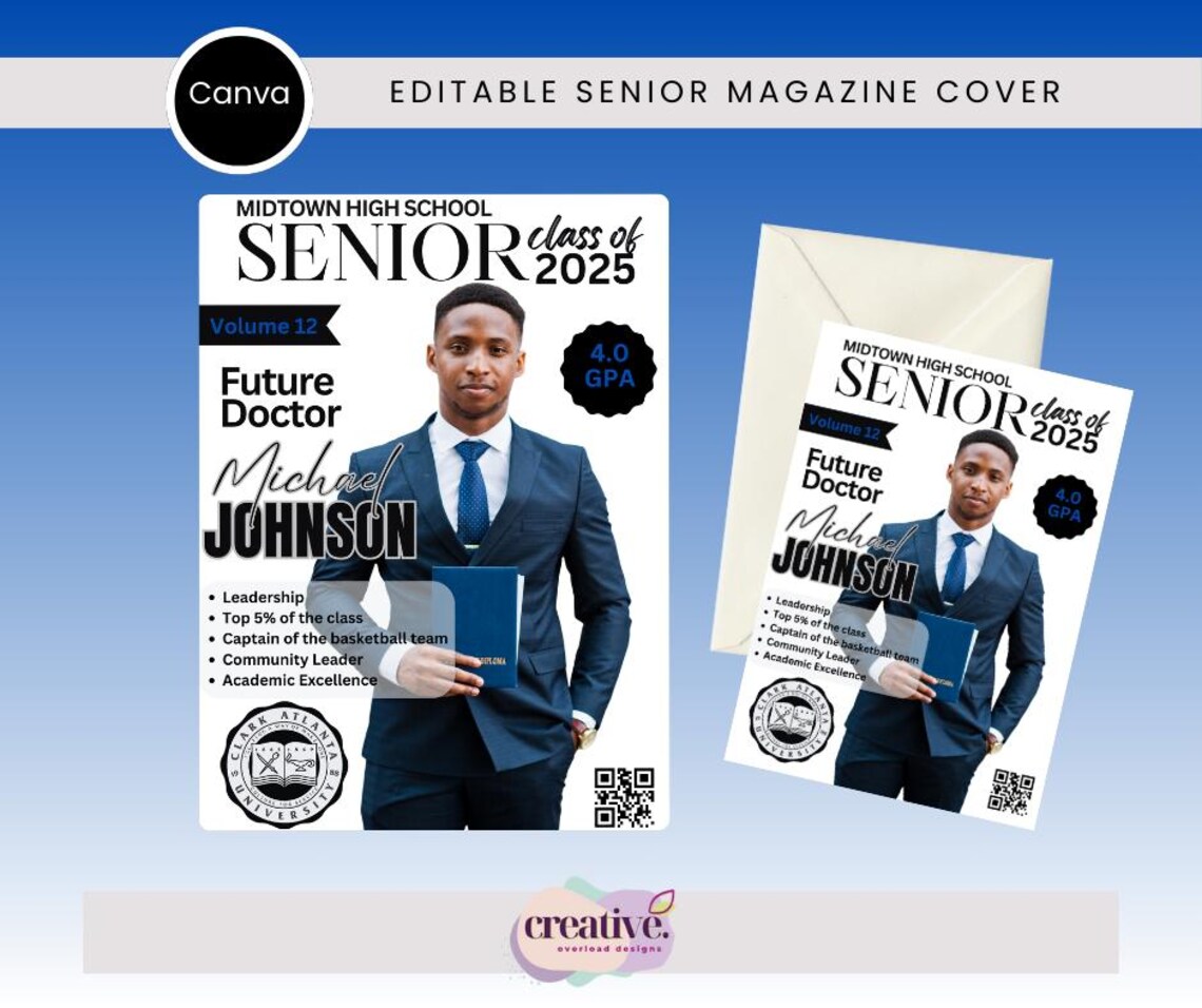 2025 Senior Graduation Magazine Cover L Editable Canva Templates Bundle ...