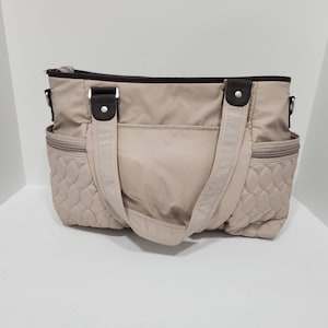 LUG Canter Collection Taupe Quilted Diaper Bag, Tote, Beige and Black ...