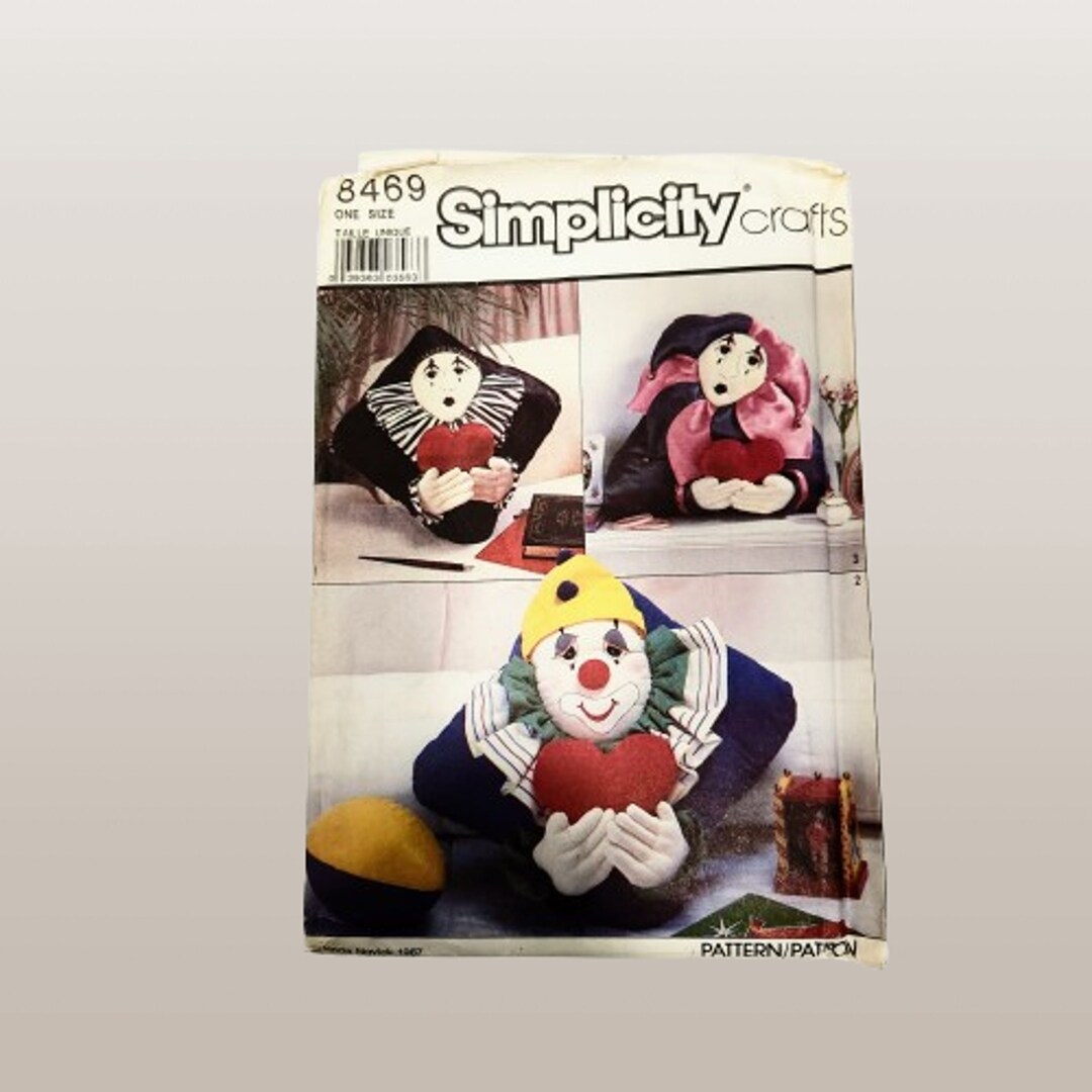 Vintage Simplicity 8469. Clown Pillows Pattern 1987 Linda Novick Clown ...