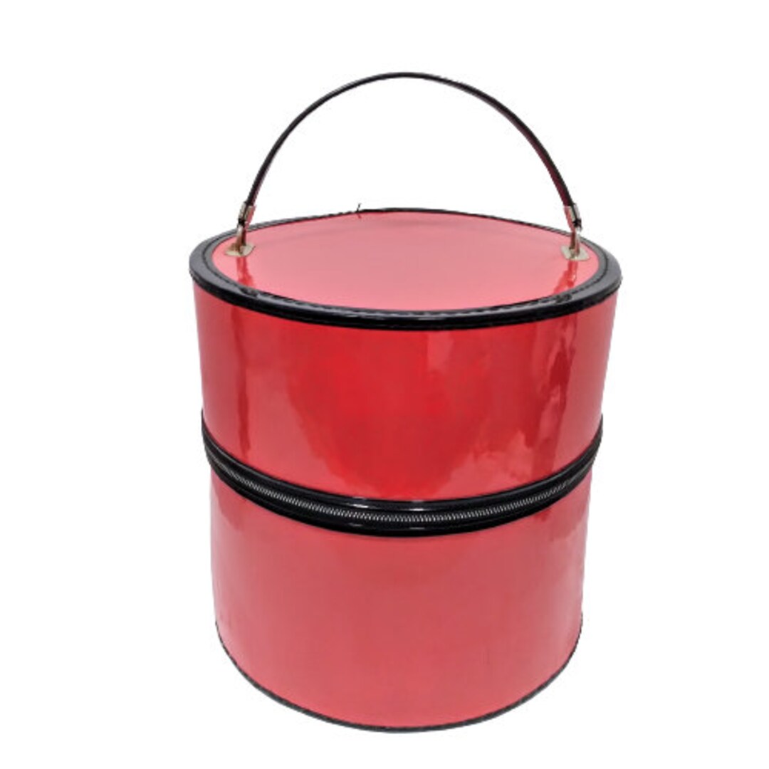 Shiny Red Hat Box, Wig Box With Handle and Zipper Closure, Red Patent ...