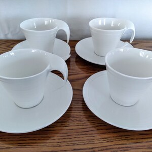 All White China Teaset, Teapot, 4 Teacups and Saucers, Creamer and ...