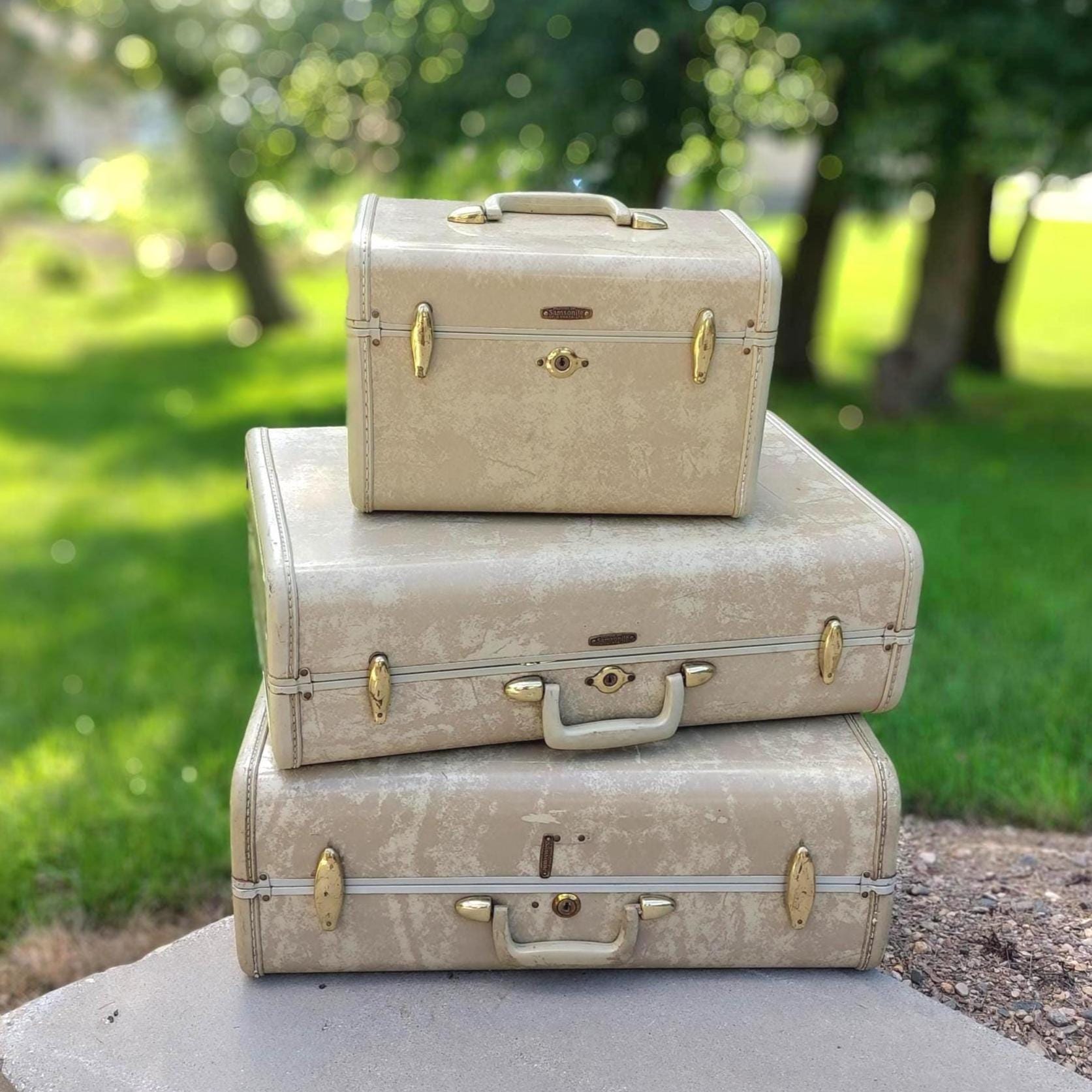Vintage Suitcase Set Train Case Samsonite Denver Col Storage Baby Room ...