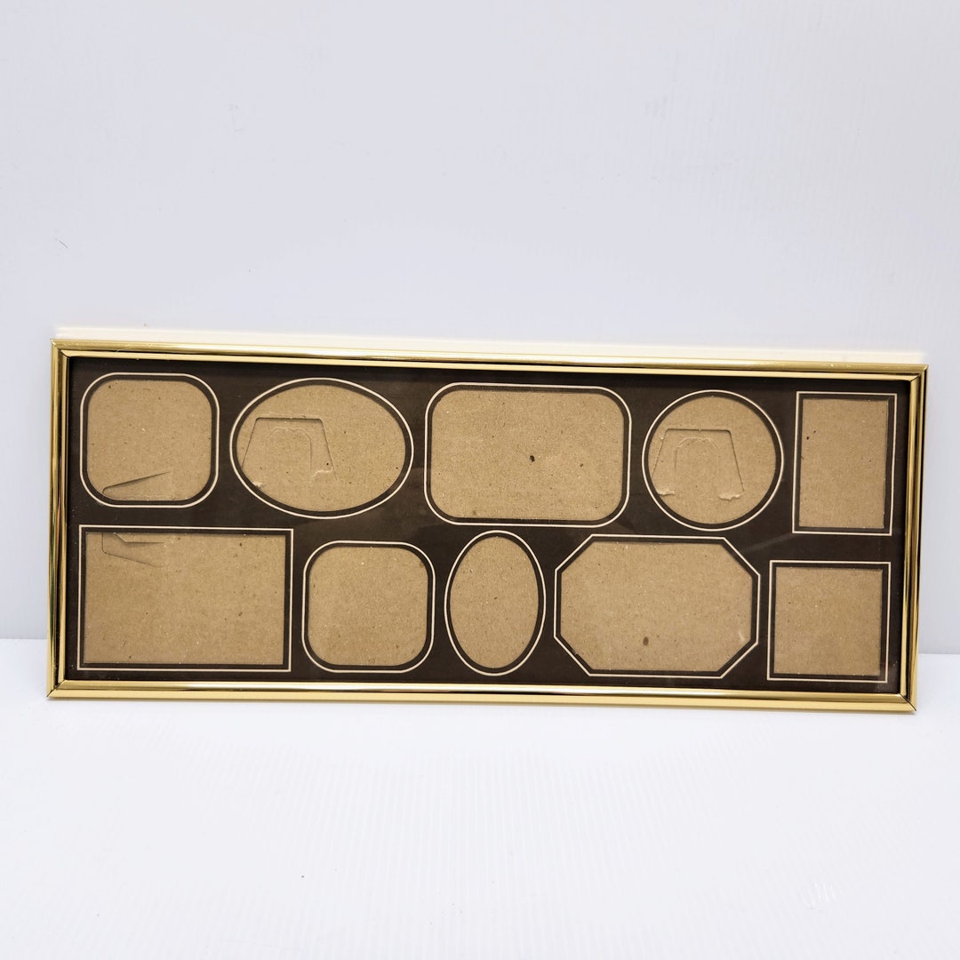 Long Collage Photo Frame, Gold Rim Frame for 10 Photos, Long Narrow ...