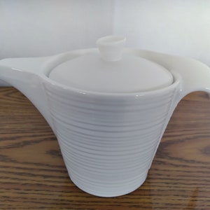 All White China Teaset, Teapot, 4 Teacups and Saucers, Creamer and ...