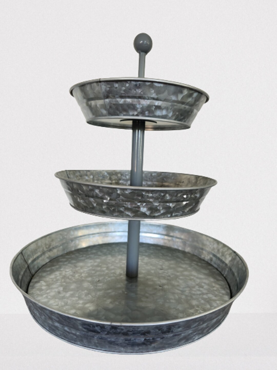 Large Galvanized Metal 3-tier Stand, Farmhouse Display, Coastal Cottage ...