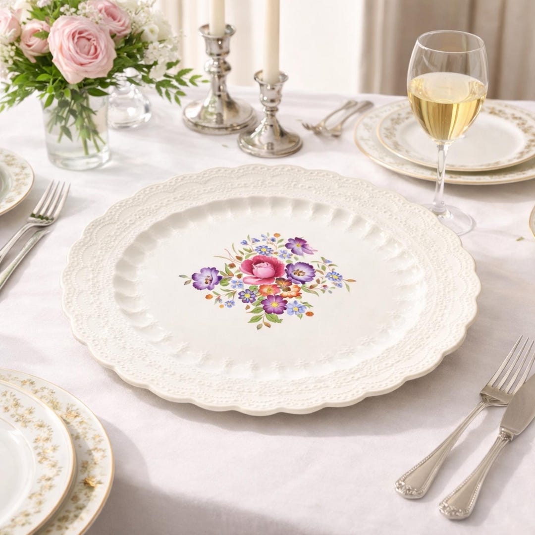 Vintage Spode Plate Floral Design Serving Platter Meat Dish Wedding ...