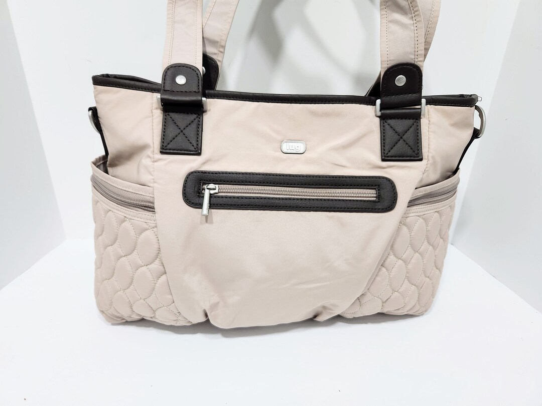 LUG Canter Collection Taupe Quilted Diaper Bag, Tote, Beige and Black ...