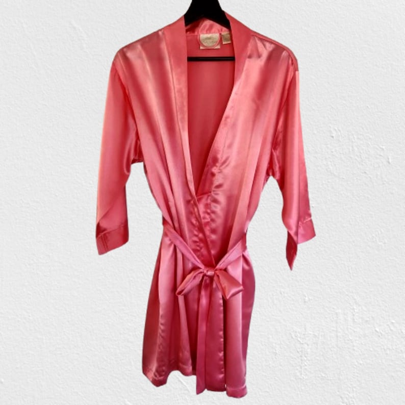 Vintage 2 Piece Pink Negligee Satin Nightgown Bridal Boudoir Attire Set ...