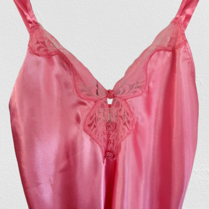 Vintage 2 Piece Pink Negligee Satin Nightgown Bridal Boudoir Attire Set ...