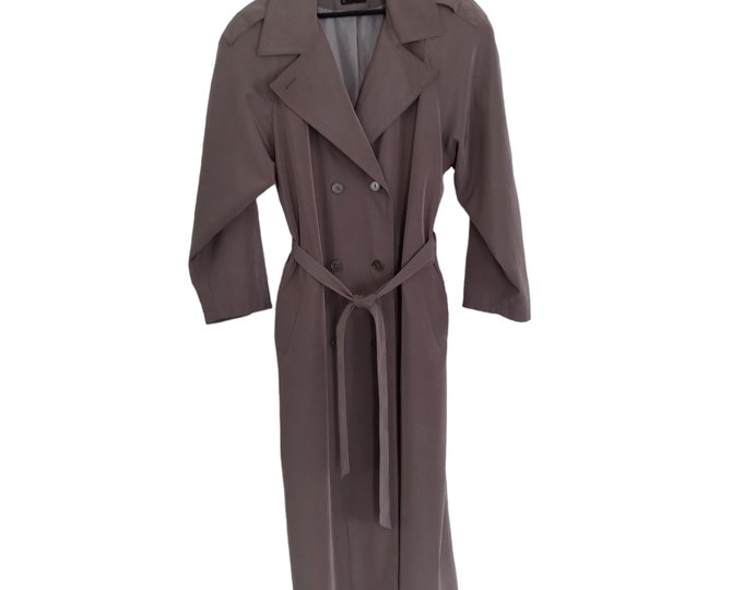 Vintage Luba Paris Long Trench Coat Women Size 10, Dark Taupe / Tan ...