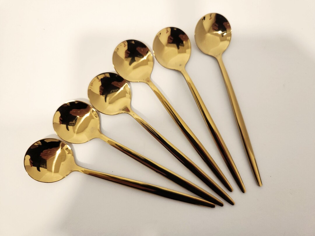 Add on Item!! Little 5 Inch Gold Tone Spoons for Tea to Go With Your ...