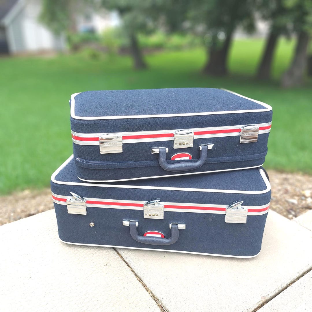 Skyway Luggage Softshell Vintage Suitcase Set Classy Navy Blue Suit ...