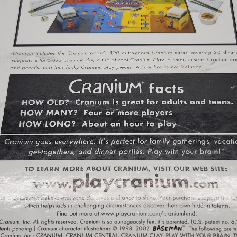 Cranium Board Game 1998, 2002 the Game for Your Whole Brain Game of the ...
