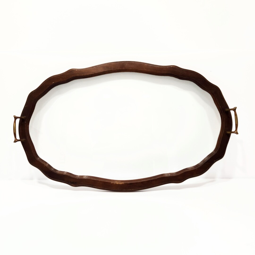 Large Glass Tray With Wood Edging for the Top of a Tea/bar Cart, 28" X ...