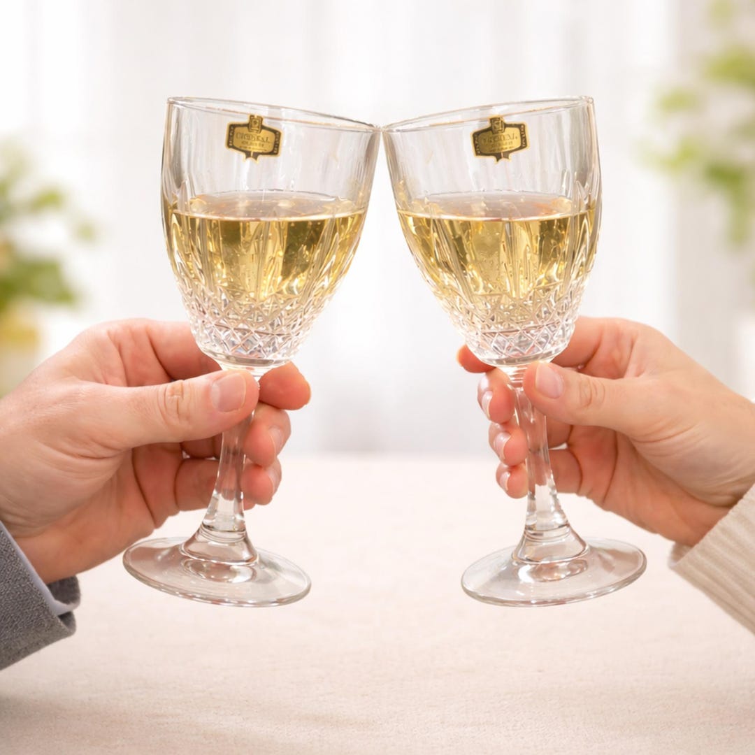 Vintage Zajecar Crystal Stemware Wedding Toast Glass Set Diamond Cut ...