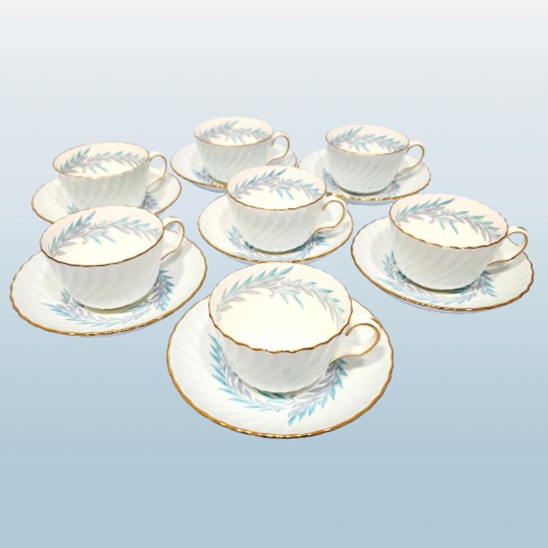 Minton Blue Symphony Tea Cups and Saucers, Mid Century China, Aqua Blue ...