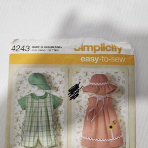 Simplicity 4243 Sewing Pattern, Girls and Boys Baby Rompers, Hat, Dress ...