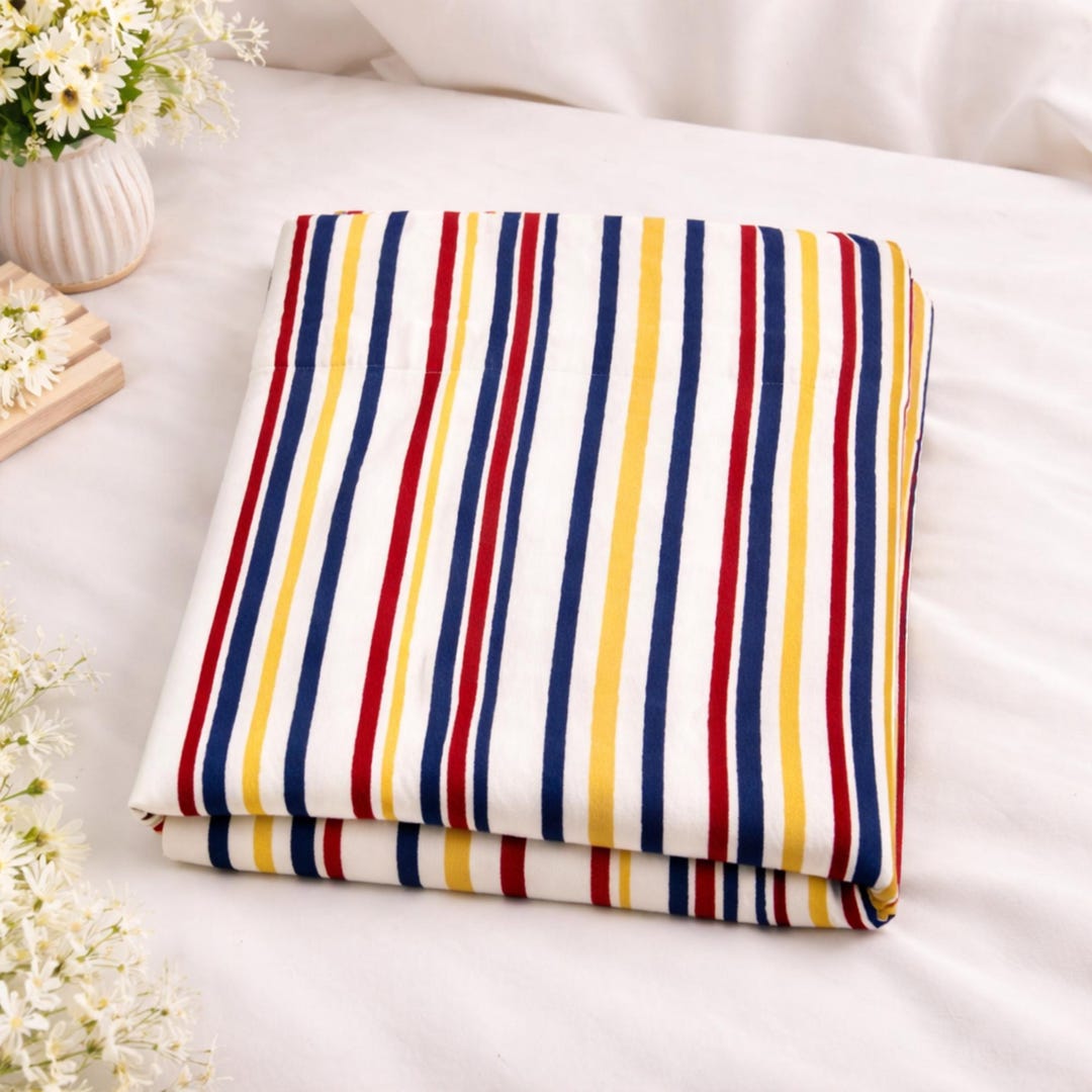 Vintage Westpoint Stevens USA Twin Flat Sheet | Red Yellow Blue Stripe ...