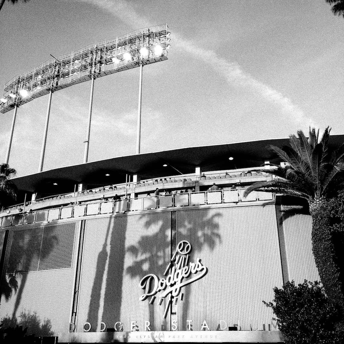 Dodger Stadium Palm Trees Shadow Baseball Los Angeles California ...