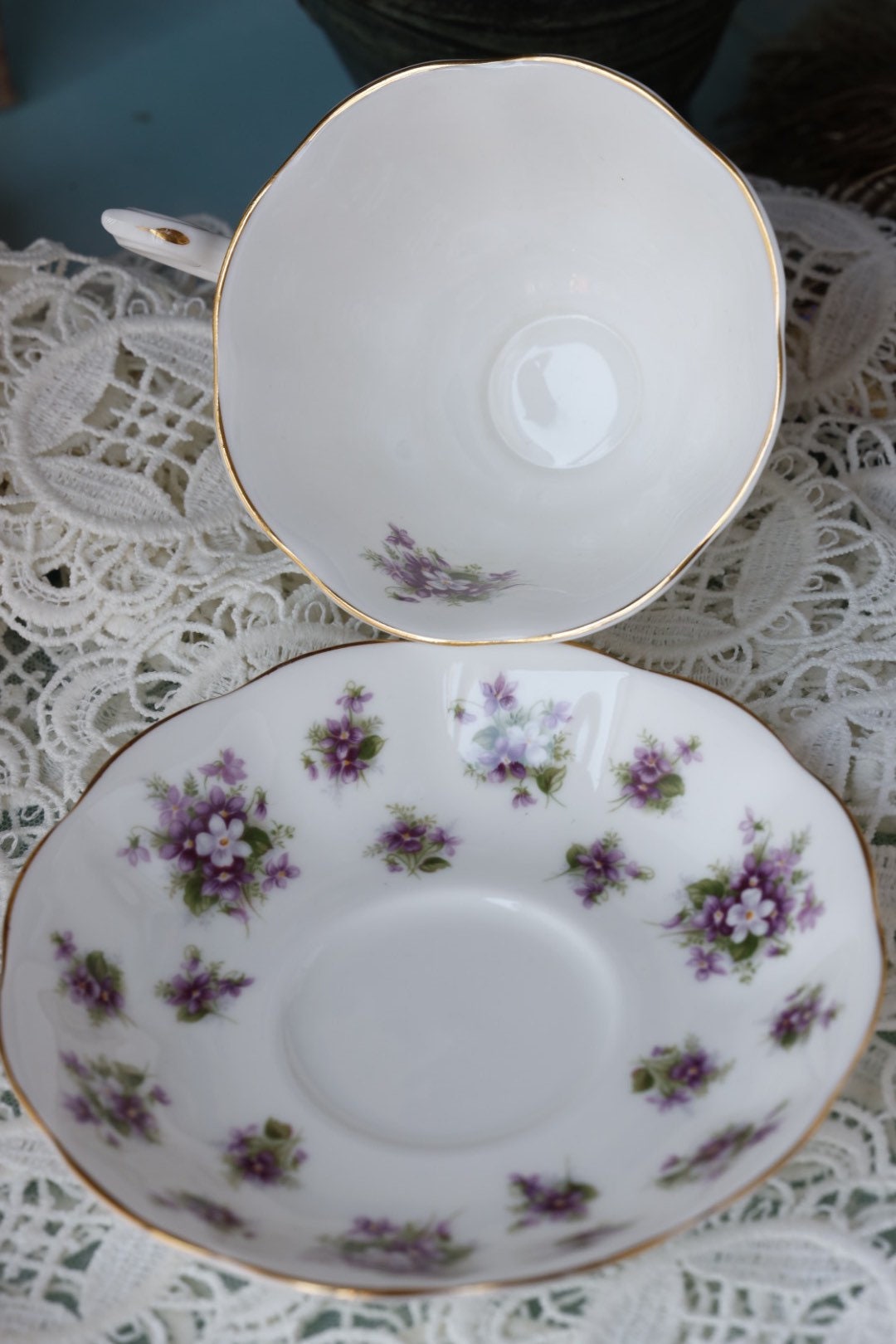Royal Albert Sweet Violets Teacup and Saucer Bone China England Porcelain - Etsy