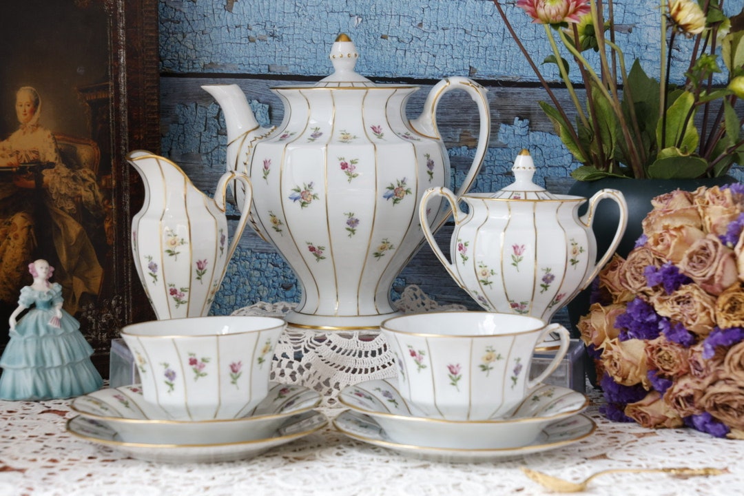 Furstenberg Grecque Mille Fleurs Coffee Tea Set Cup and Saucer Germany ...