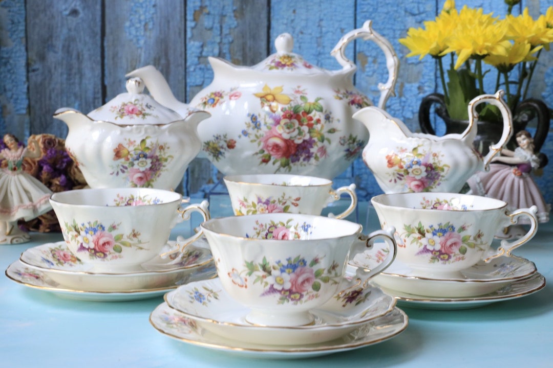 Hammersley Howard Sprays Tea Set Bone China English Porcelain Cup and ...