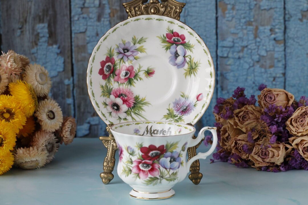 Royal Albert Flower of the Month March Anemones Teacup and Saucer ...