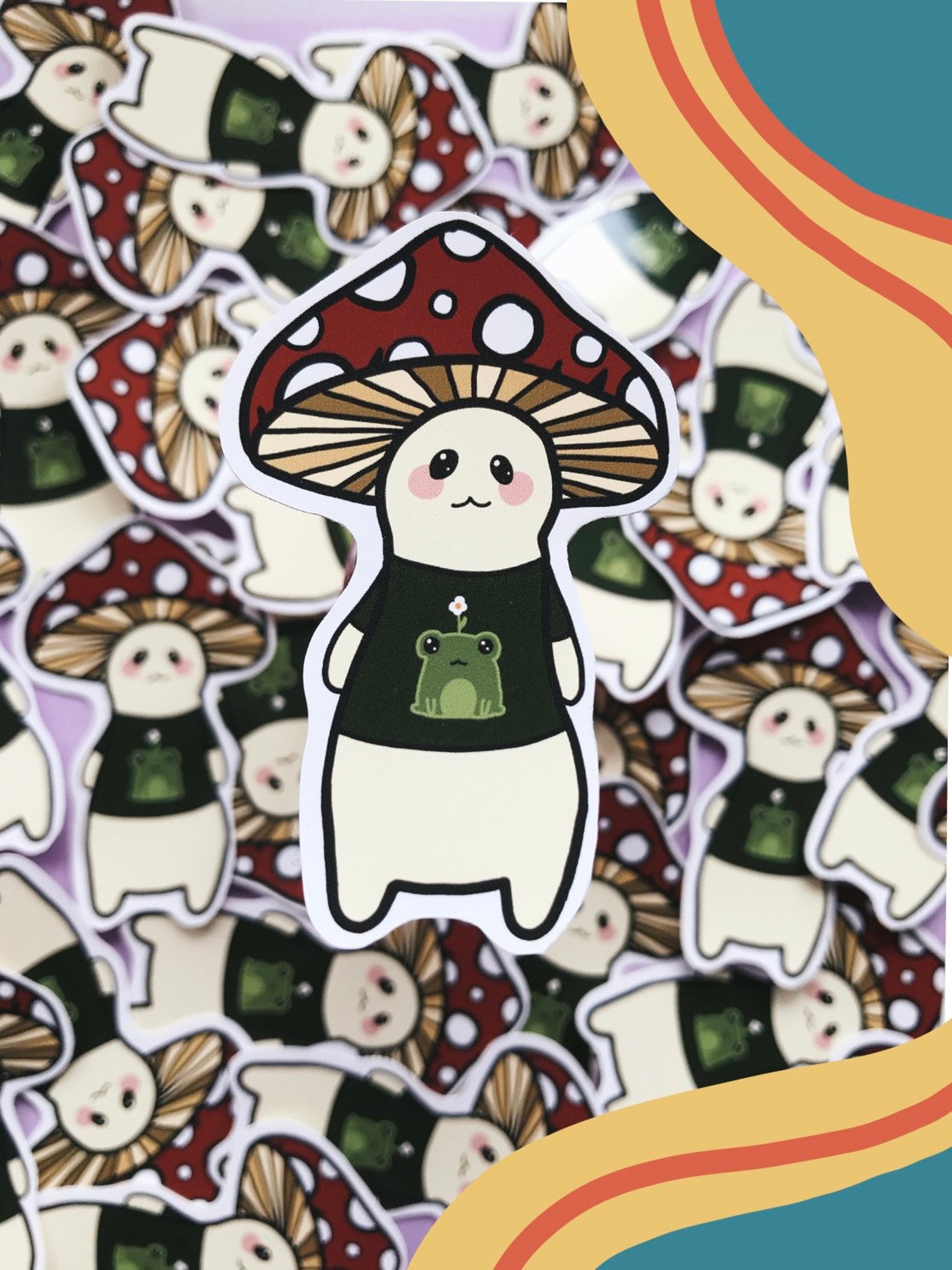 Mushy the Mushroom Friend Sticker Vinyl Sticker Cottagecore - Etsy UK