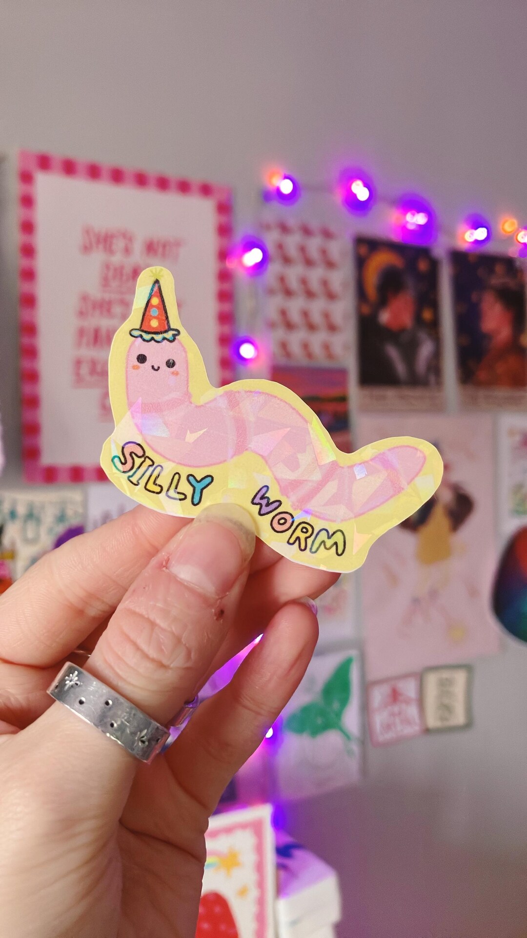 Sparkly Silly Worm Sticker, Vinyl, Stickers, Bug, Decor, Cottagecore ...