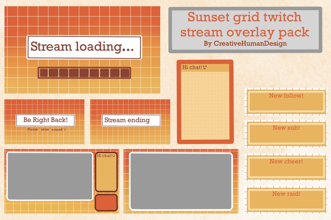 Sunset Grid Animated Stream Overlay Package OBS Twitch - Etsy