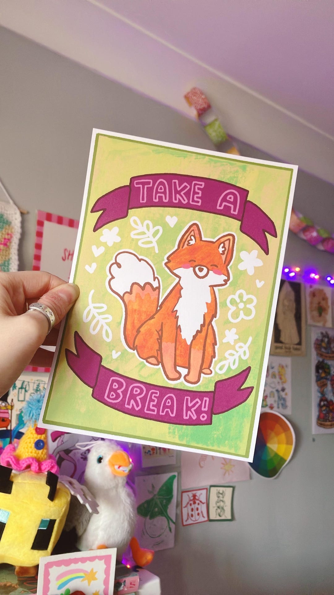 Take a Break Print, Art Print, Decor, Self Care, Self Love, Fox ...