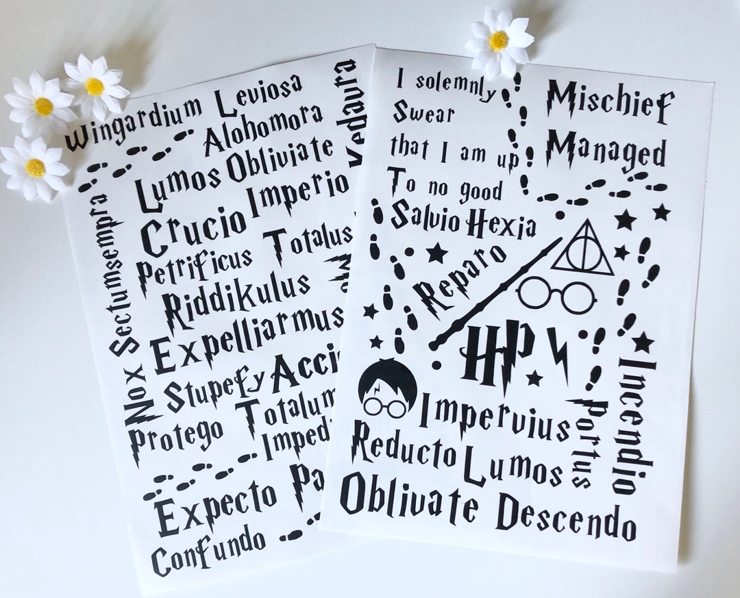 Pack of 2 Spell Stickers A4,pk of 2, Sheet Magic Vinyl Decal Wine Glass ...