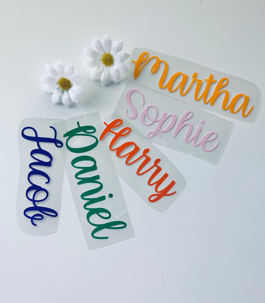 Personalised Iron on Vinyl Names - Custom HTV Decals for Fabric - Heat ...